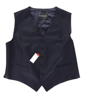 NWT ISAIA Napoli VEST dress vest blue 150s wool handmade luxury Italy ...