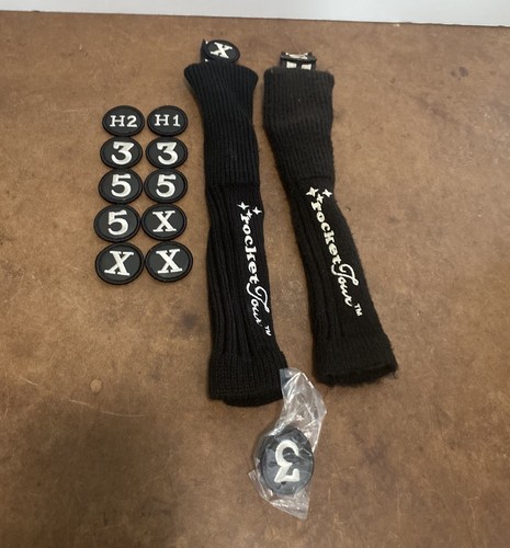 Set of 2 Black Rocket Tour Hybrid Headcovers With Number Tags | eBay