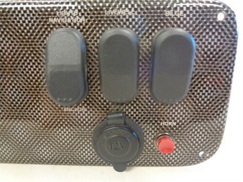 ROCKER SWITCH & 12 VOLT OUTLET PANEL 134087 CARBON FIBER 10" X 4 5/8 ...