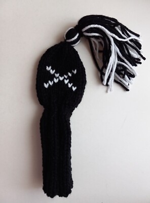 Black, X, Tassel Knit GOLF CLUB HEADCOVER 8" fits putter, iron, hybrid ...
