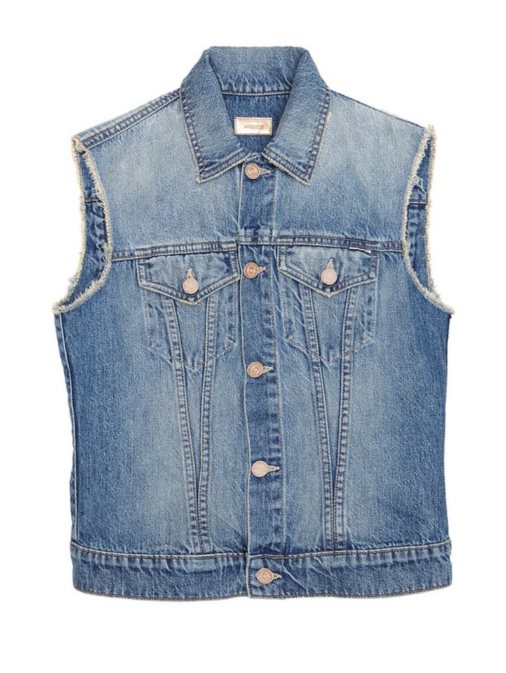 MOTHER DENIM Even Hippies Get the Blues THE BRUISER VEST Leopard/Blue ...