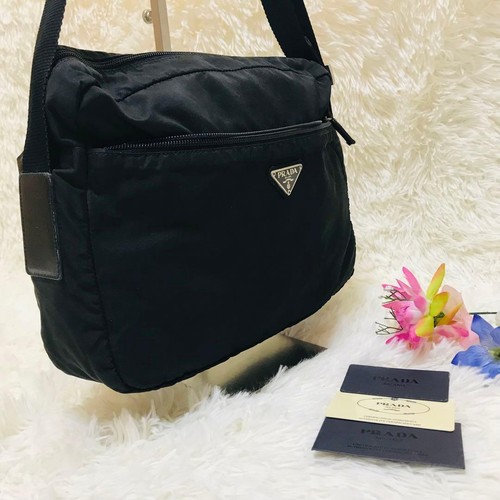 item PRADA Camera Bag Triangle Logo Black with Guarantee Card From ...