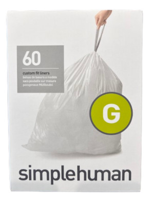 Simplehuman Custom Fit Trash Can Bags Liners Code G - 60 Count | eBay