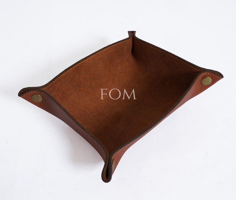 Genuine Leather Valet Tray Desk Caddy Key Wallet Tray Jewelry Catchall ...