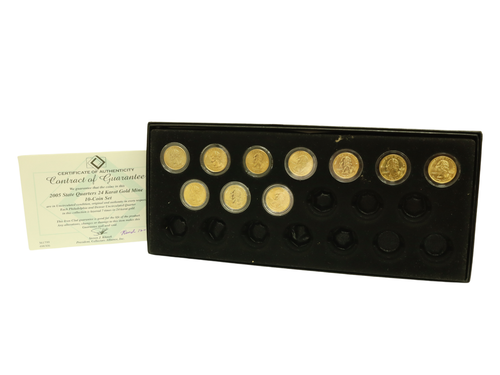 2005 State Quarters 24k Layered Gold Mine 10 Coin Set Philadelphia ...