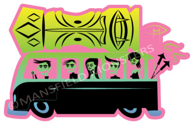 Holographic VW Bus Vampire TIki Idol 3" Sticker Original Doug Mansfield ...