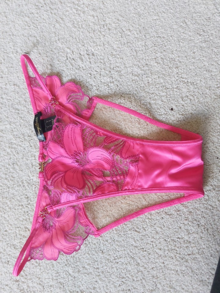 HONEY BIRDETTE ALLIE HOT PINK FLORAL EMBROIDERY OPEN BACK BRIEF S SMALL ...