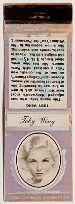 Toby Wing Hollywood Actress Vintage Matchbook Cover | eBay