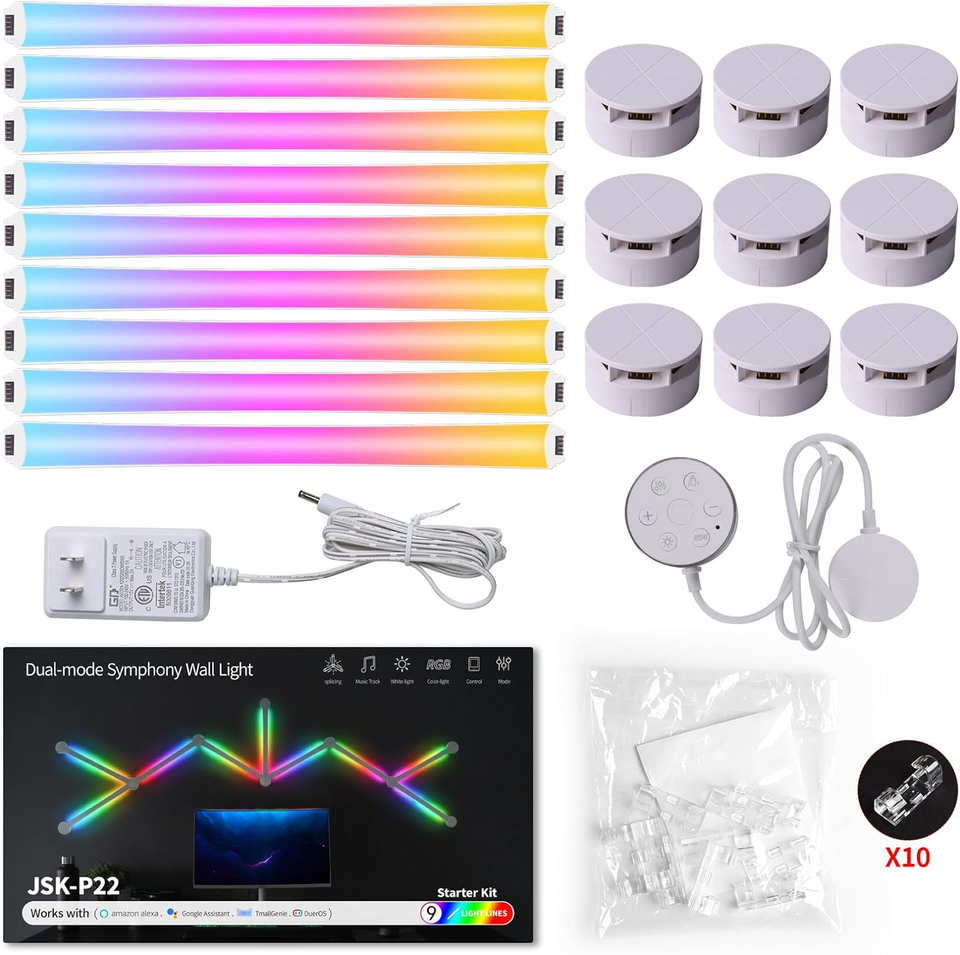 RGB Wall Light LED Splicing Gaming Lights Backlit Modular Wi-Fi Lights ...