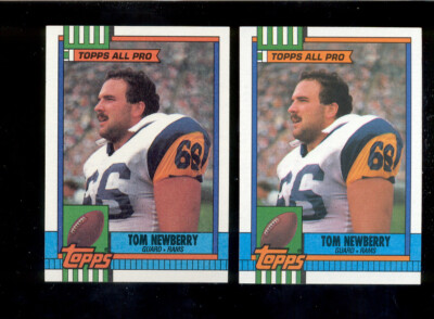 1990 Topps TOM NEWBERRY Los Angeles Rams Card Lot both Disclaimer ...
