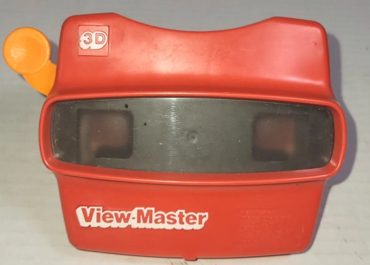 Vtg 1983 3D VIEW-MASTER Red Reel Viewer ~Orange Handle Viewmaster ...