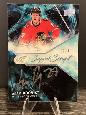 2019-20 UD Ice Superb Script #SS-AB Adam Boqvist Rookie Auto #rd 2/49 ...