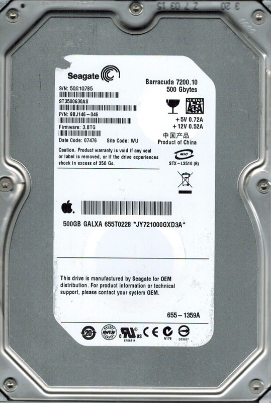 Seagate ST3500630AS P/N: 9BJ146-046 F/W: 3.BTG WU MAC 655-1359A | eBay
