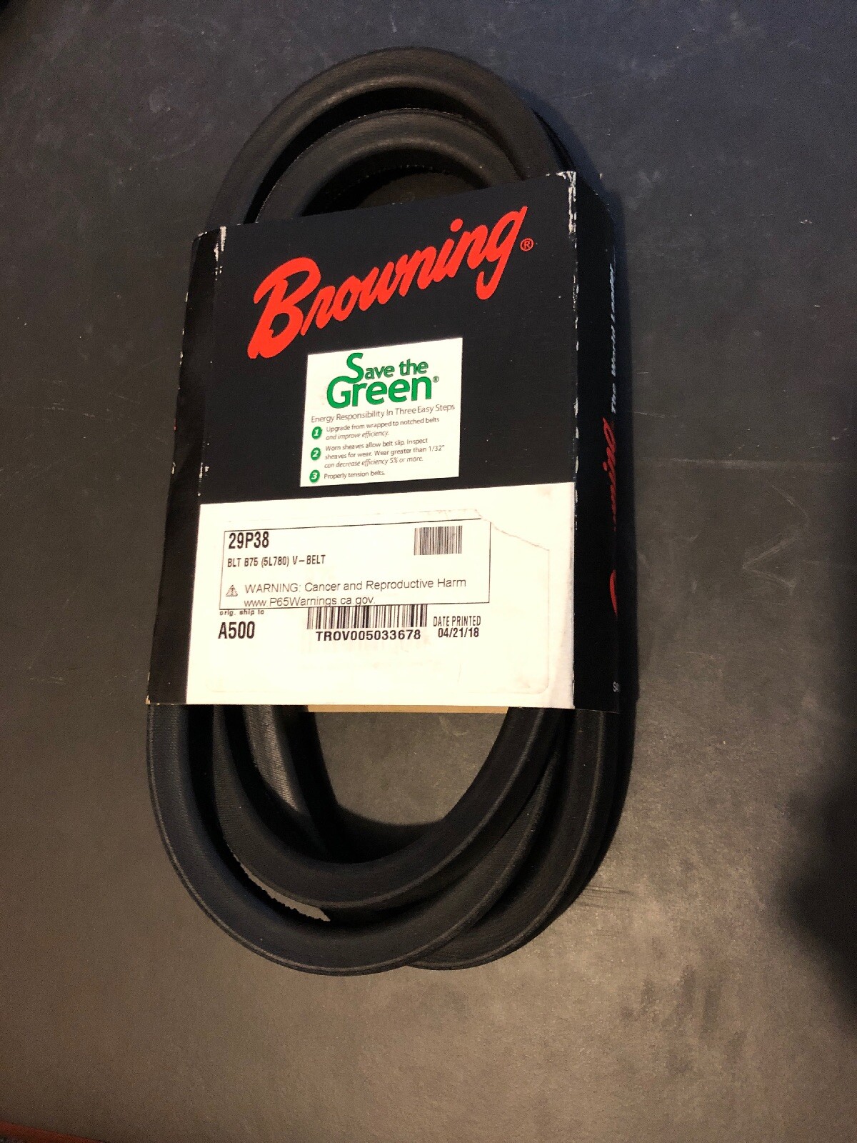 Browning B75 V Belt Part # 29P38 Super Gripbelt® 78" OD x 76.8 Pitch ...