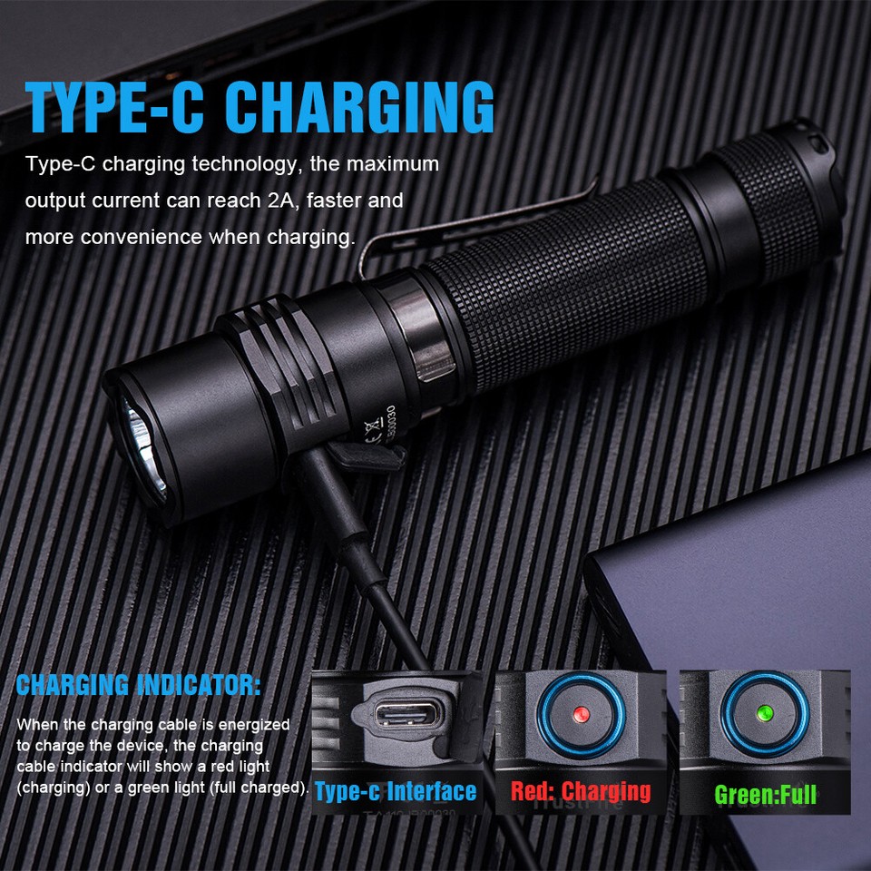 TrustFire 1800 Lumens Type-C Quick Charge Rechargeable Led Tactical ...