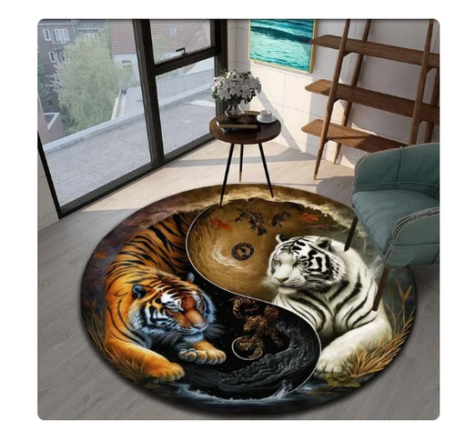 Ying Yang Tiger Rug 100CM x 100CM Tiger Carpet | eBay