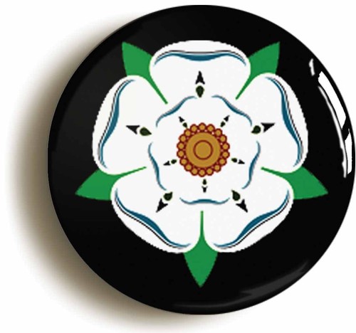 YORKSHIRE WHITE ROSE BADGE BUTTON PIN (Size is 1inch/25mm diameter ...