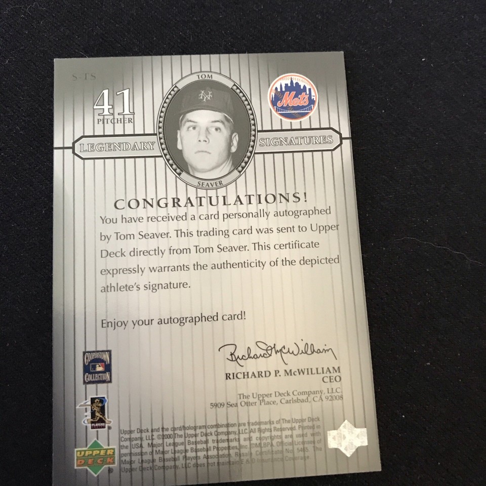 TOM SEAVER 2000 UPPER DECK LEGENDS LEGENDARY AUTOGRAPH AUTO | eBay