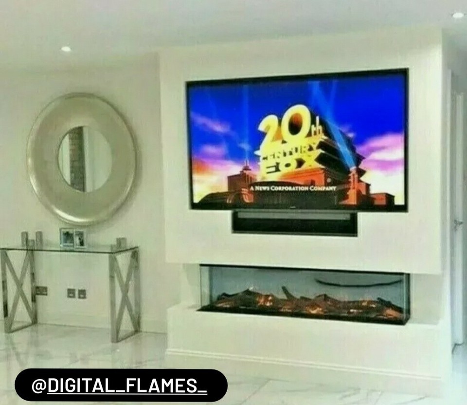 50 60 72 INCH HD+ MEDIA WALL PANORAMIC ELECTRIC FIRE 3 SIDED FULL GLASS | eBay UK