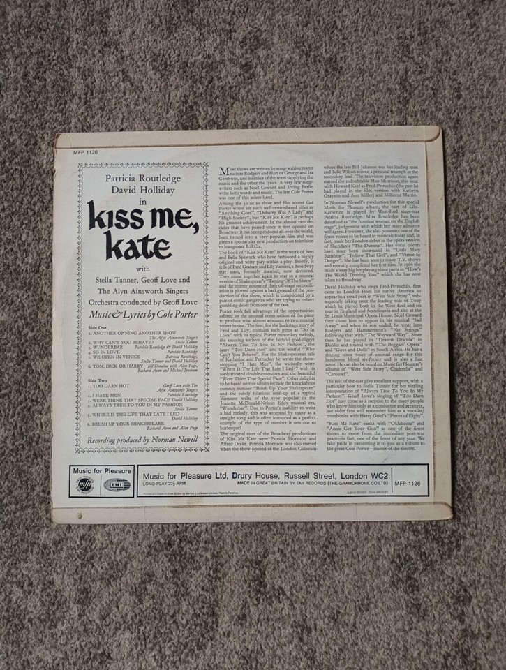 Cole Porter's Immortal Kiss Me Kate Vinyl Patricia Routledge MFP1126 | eBay
