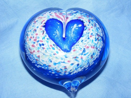Caithness Glass Paperweight Cadenza Heart Blue Present Birthday Gift ...
