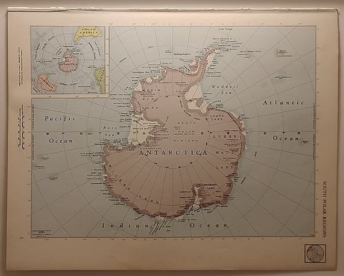 Vintage SOUTH POLE Atlas Map 1962 MSM Rand McNally Cosmopolitan World ...