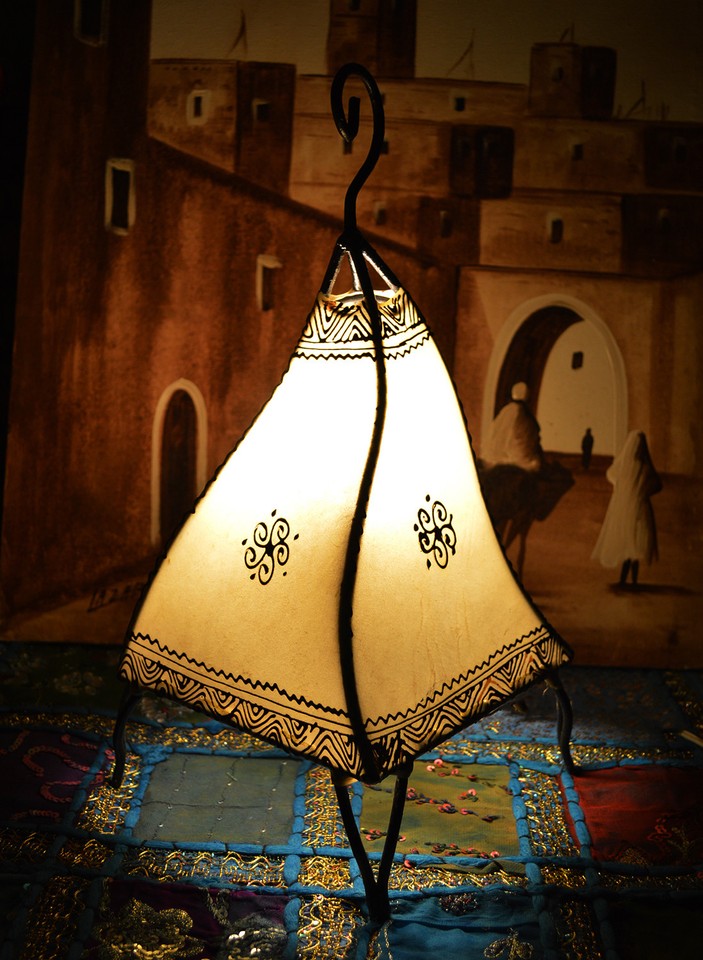 Moroccan Floor Lamp Henna Goat Skin Handmade Decorative Home Decor ...