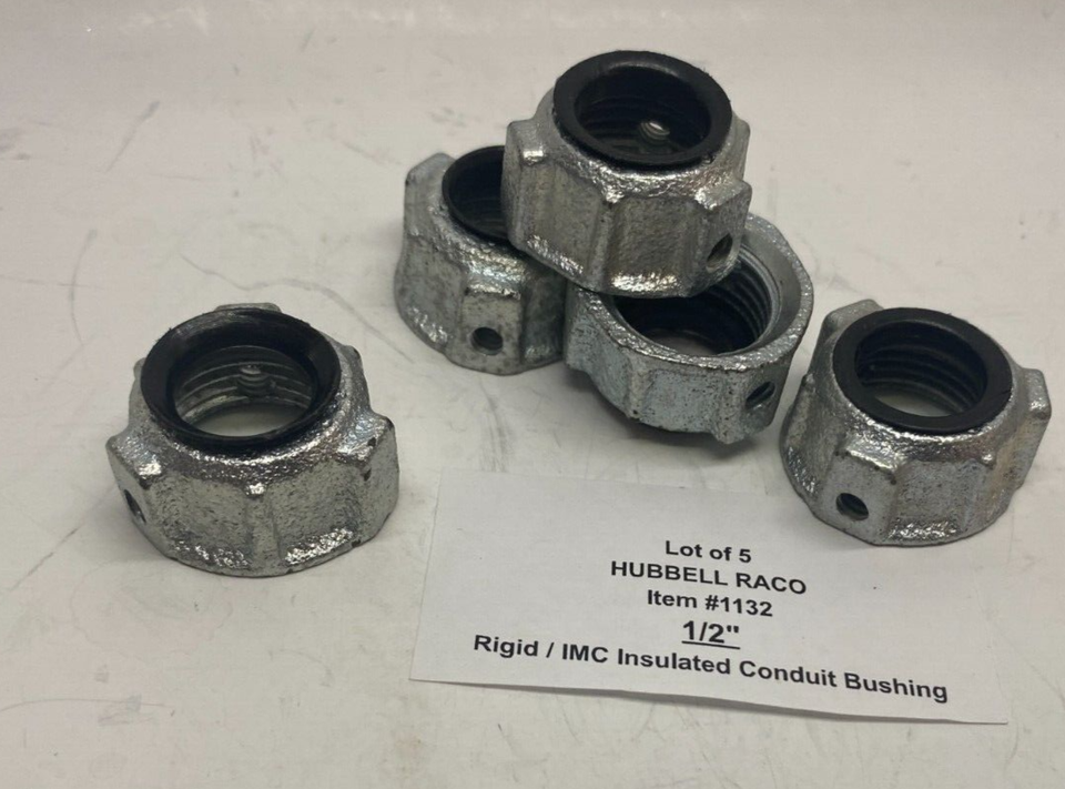 (Qty 5) HUBBELL RACO 1/2" Rigid - IMC Insulated Throat Conduit Bushing ...