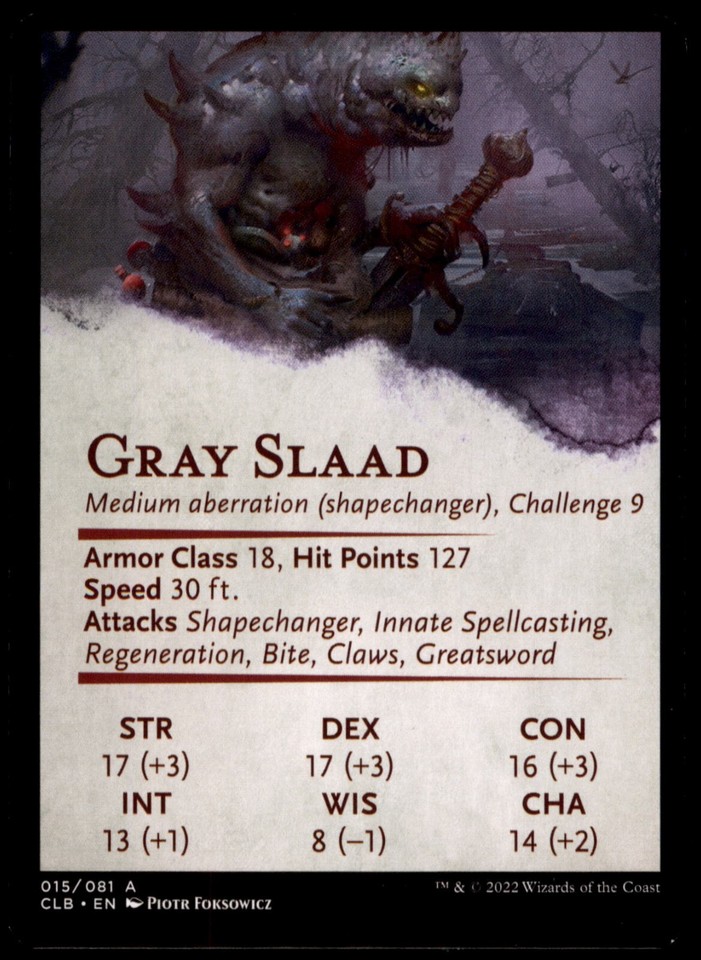 Gray Slaad 15 MTG Battle For Baldurs Gate Art Series Stamped/Signed | eBay