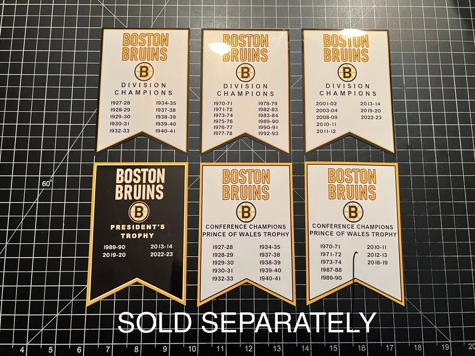 3 SIZES - Boston Bruins Stanley Cup & Retired Number Decal Banners Set ...
