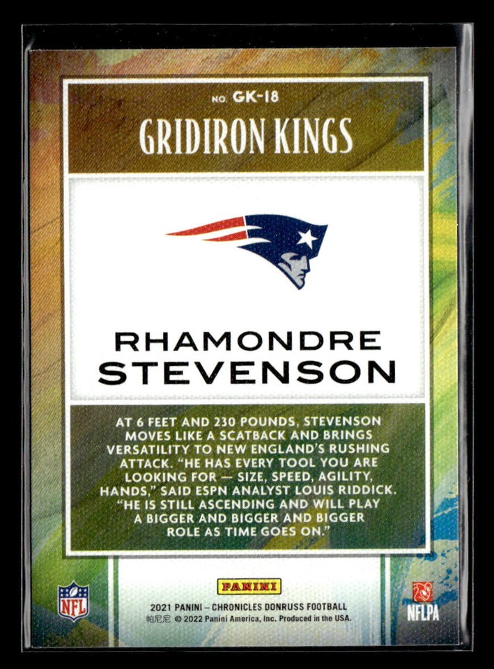 2021 Panini Chronicles #GK-18 Rhamondre Stevenson Gridiron Kings card ...