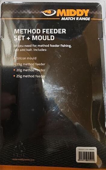9 X Middy Inline Method Feeders 15g/20g/25g + 3 Moulds + Pellet Bander ...