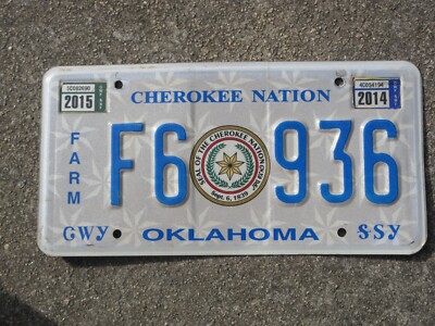 2014 Oklahoma Cherokee Nation Farm License Plate OK Indian Tribal F6936 ...