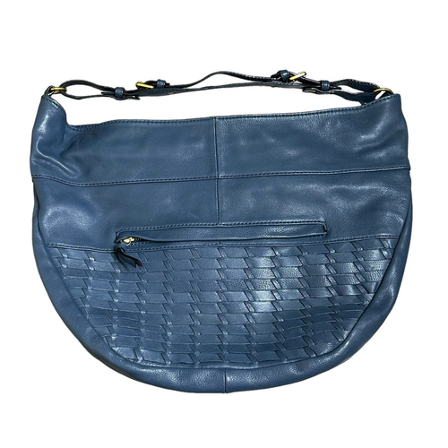 The SAK COLLECTIVE Soft Navy Blue Leather Braided/Woven Boho Hobo Bag ...