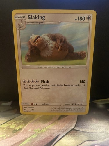 Slaking 18/18 HOLO RARE Detective Pikachu SM SHINY Pokemon Card TCG NM ...