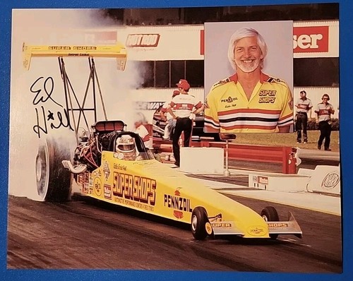Vintage EDDIE HILL Signed Autographed 8x10 Card NHRA Drag Racing Super ...