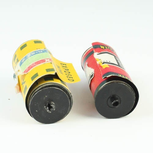 Lot of 2 EMPTY Vintage Metal 127 Roll Film Spools with Vintage Backing ...