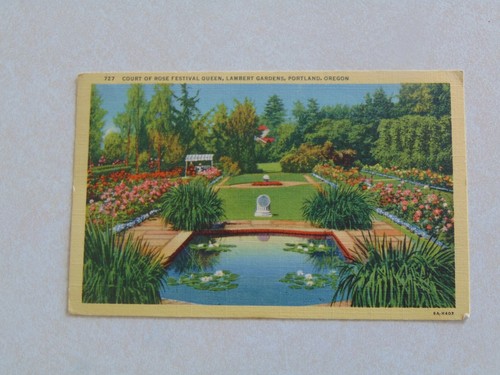L2090 Postcard Court of Rose Festival Queen Lambert Gardens Portland ...