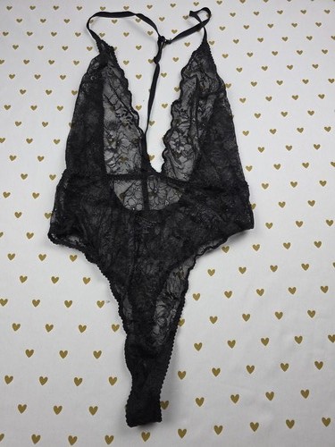 VIctorias Secret Sexy Thong Teddy Lace Sheer bodysuit Lingerie strappy ...