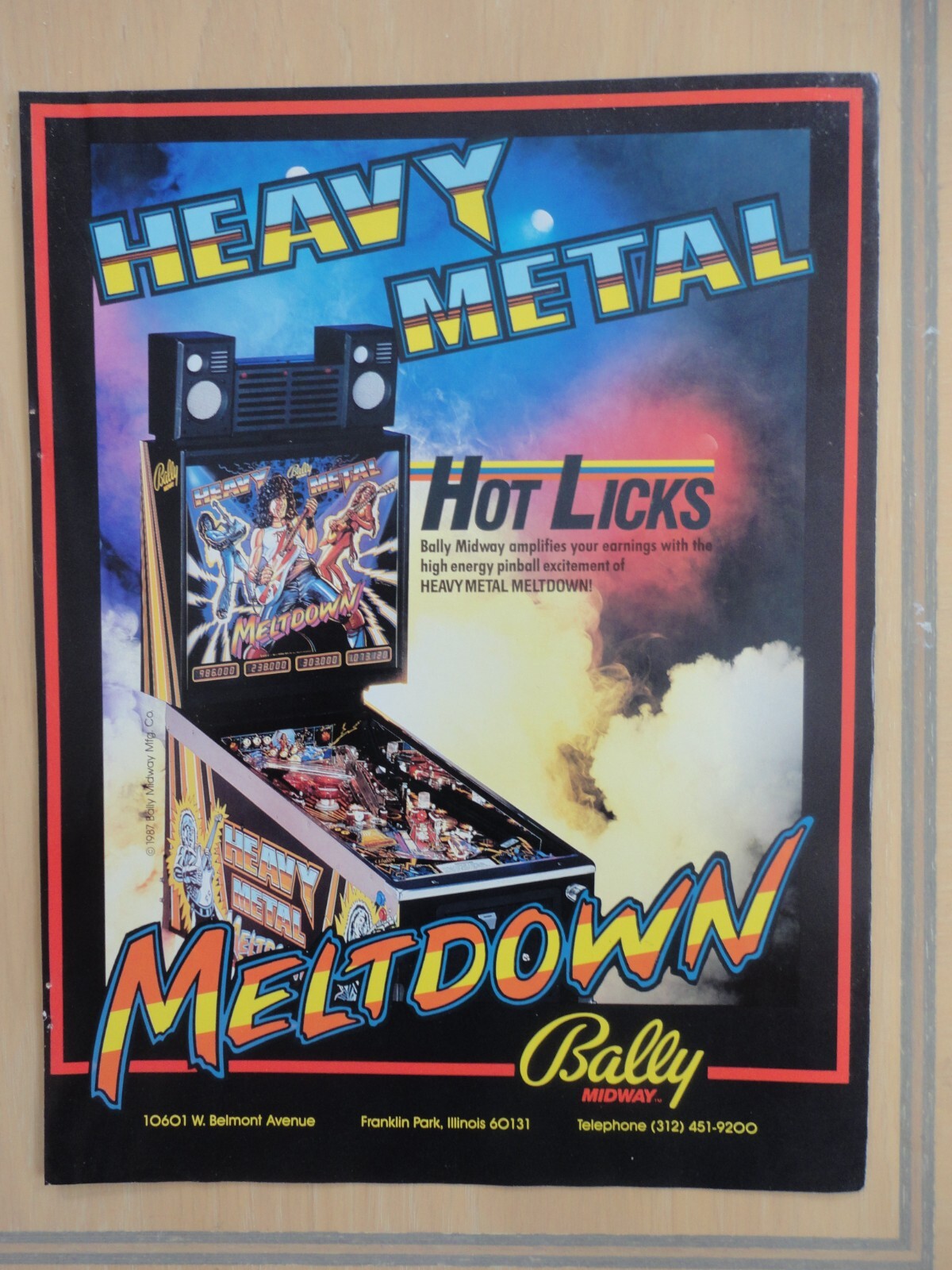 Bally Heavy Metal Meltdown Pinball Machine Flyer Magazine Pull Out ...