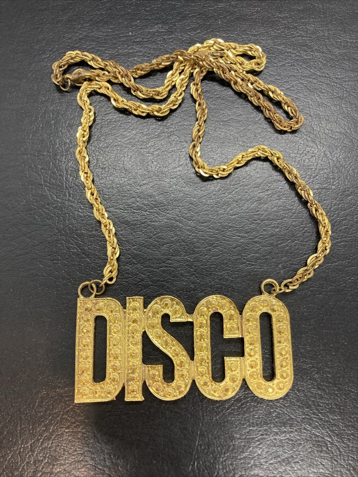 70s Disco Necklace Hippie Gold Chain Costume Jewelry Hip Pop Rapper ...