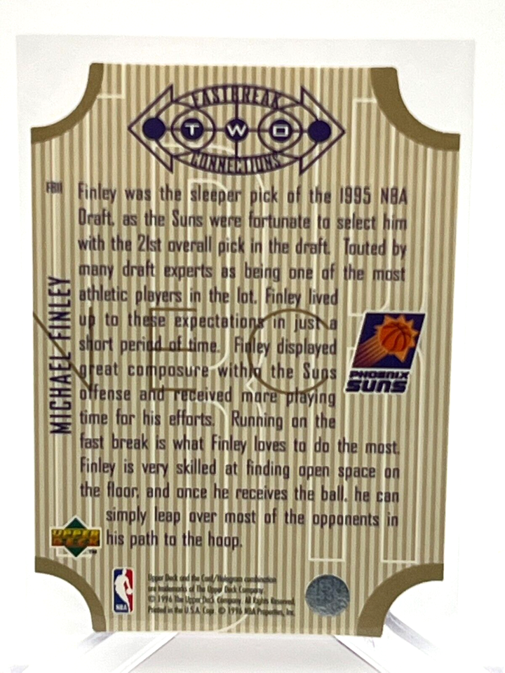 1996 NBA Upper Deck Fastbreak ONE Connections Card #FB11 Michael Finley ...