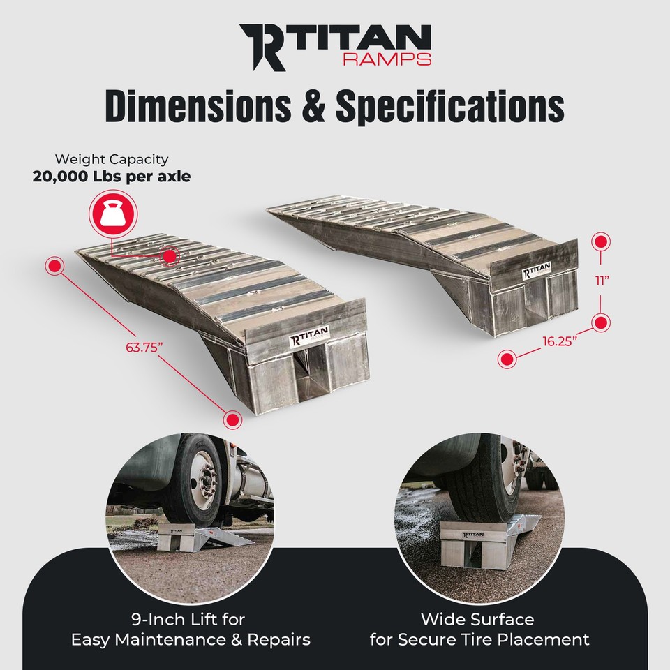 Titan Ramps Aluminum Semi Truck Riser Ramps with 20,000 Pound Capacity ...