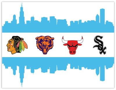 Chicago Sport Teams Flag Logo Vinyl Sticker Decal Sign SIZES Bumper ...