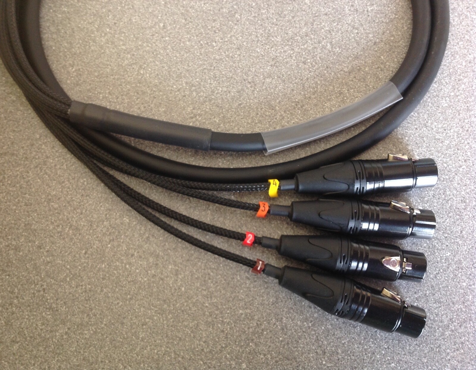 4 Way XLR Loom 2m - Black & Gold XLR's - Very High Quality Flexible ...