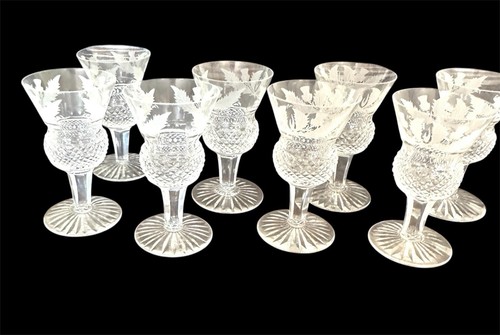 Edinburgh Scotland Thistle Crystal cordial glasses SIGNED Set Of 8 | eBay