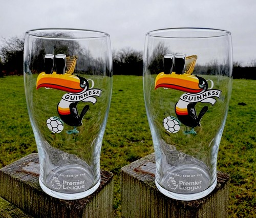 2 X Guinness Toucan Football Pint Glass Limited Edition Premier League ...