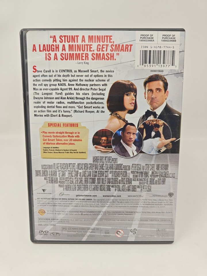 Get Smart DVD Widescreen 2008 (Anne Hathaway, Steve Carrell, The Rock ...