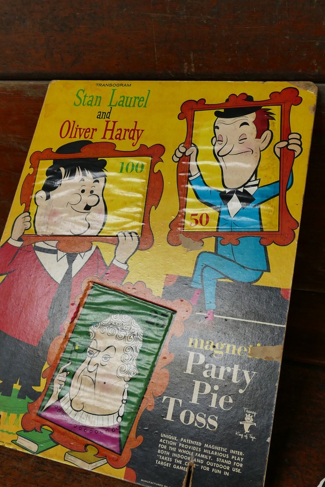 Vintage 1962 Laurel And Hardy Transogram Magnetic Party Pie Toss Game ...