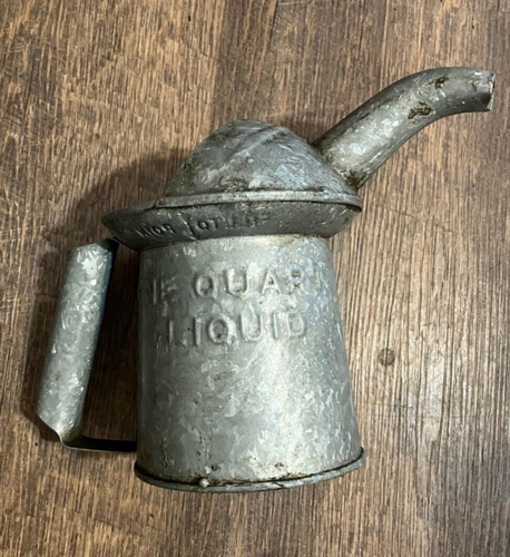 VINTAGE- LAWSON GALVANIZED OIL CAN WITH POUR SPOUT- ONE QUART | eBay